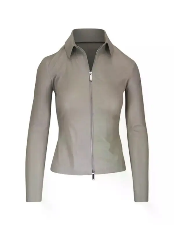 Jitrois Agatha Zip-up Leather Shirt - Grey