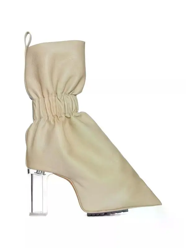 Rick Owens Taquito Ruched Leather Boots - Neutrals