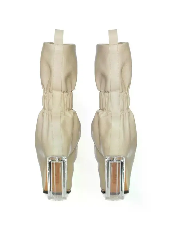 Rick Owens Taquito Ruched Leather Boots - Neutrals