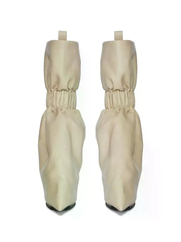 Rick Owens Taquito Ruched Leather Boots - Neutrals