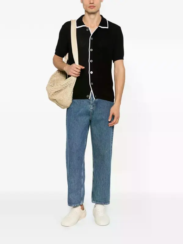 AMARANTO Button-up Contrast-trim Shirt