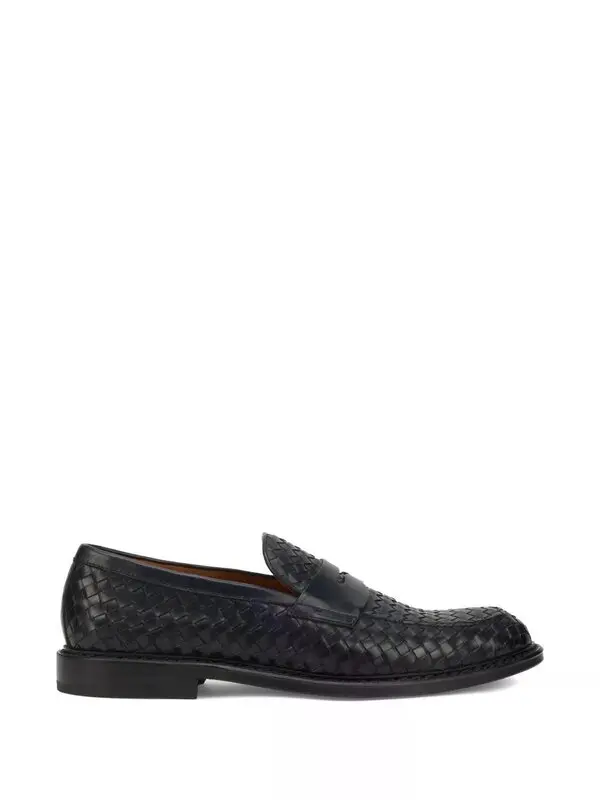 DOUCAL'S Woven Penny Loafers - Black