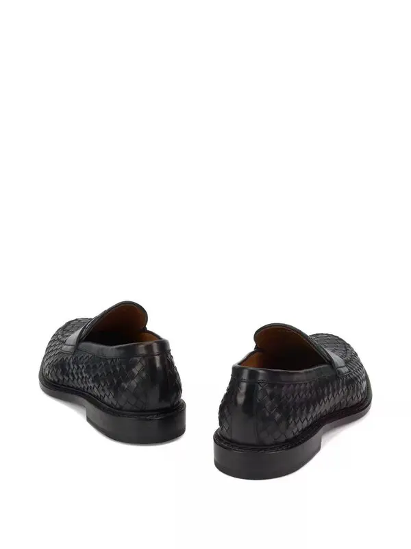 DOUCAL'S Woven Penny Loafers - Black