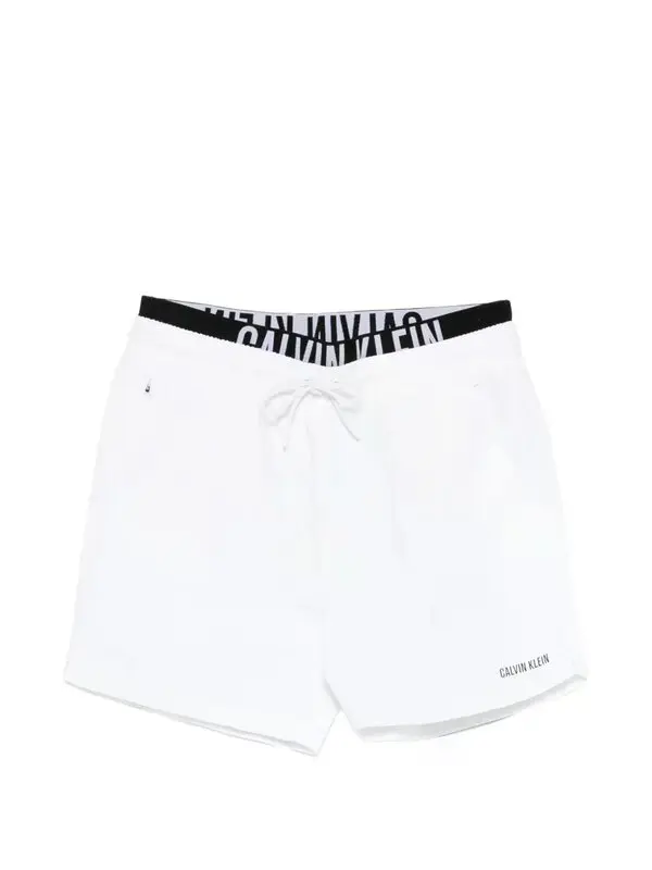 Calvin Klein Logo Waistband Swim Shorts - White