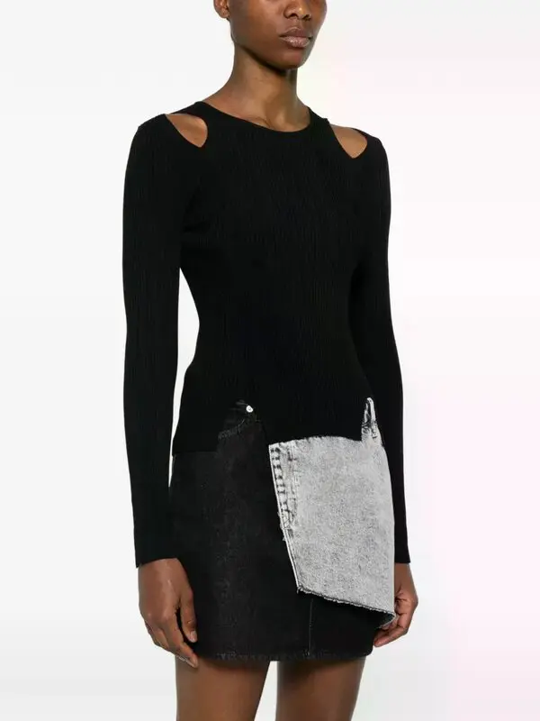 ROBERTO COLLINA Cut-out Ribbed Knit Top