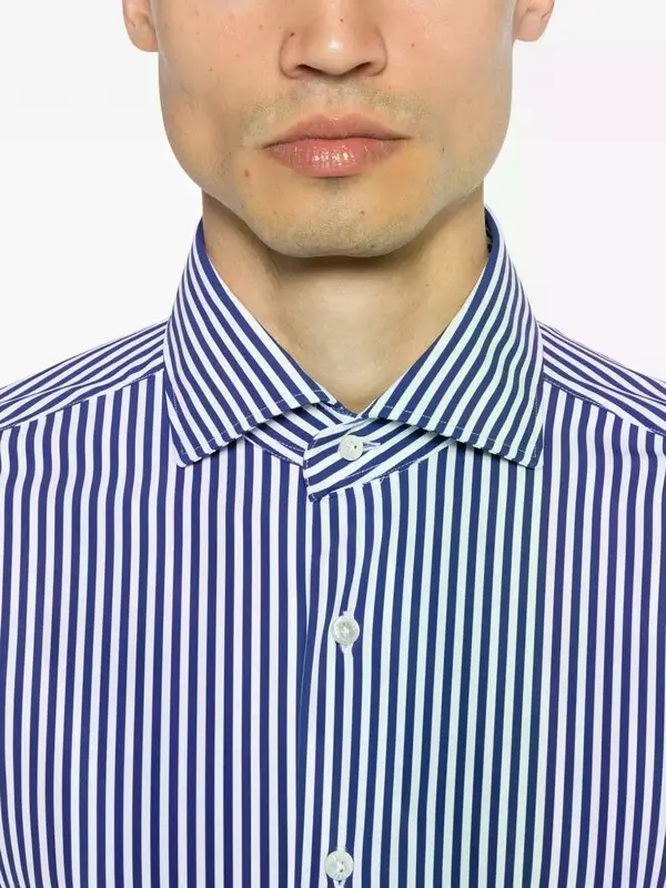 BARBA NAPOLI Striped Long-sleeve Shirt - Blue