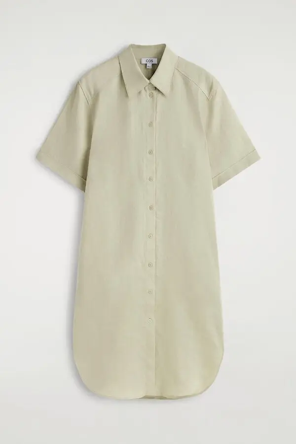 Cos Short-sleeved Linen Shirt Dress - Beige