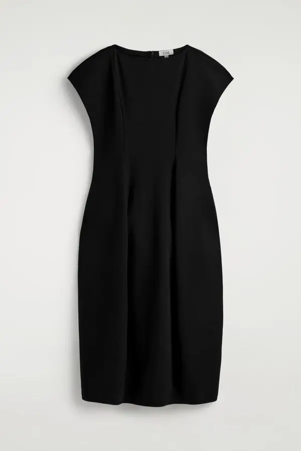 Cos Sculptural Jersey Midi Dress - Black