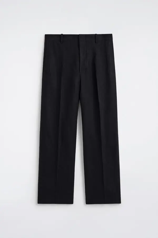 Cos Linen Relaxed-fit Straight-leg Pants - Black