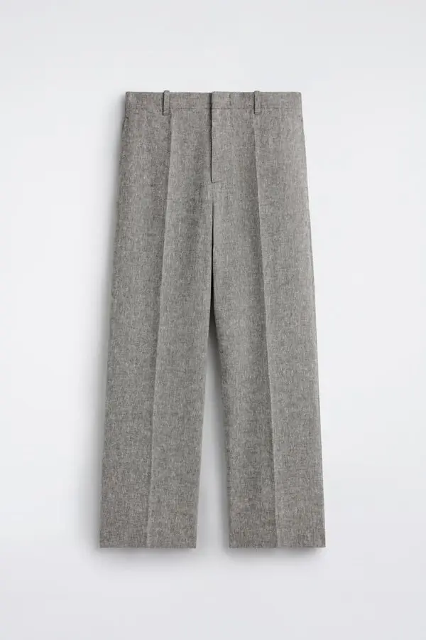 Cos Linen Relaxed-fit Straight-leg Pants - Gray