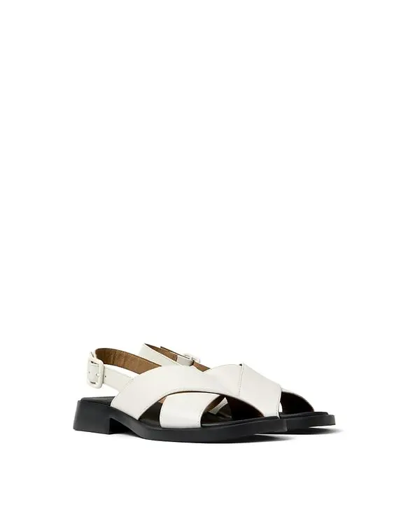 Camper Dana Leather X-strap Sandals - White Natural
