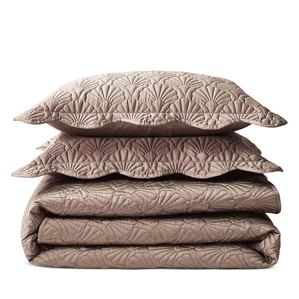 Ted Baker London Deco Shell Quilt Set, Queen - Tan Oak