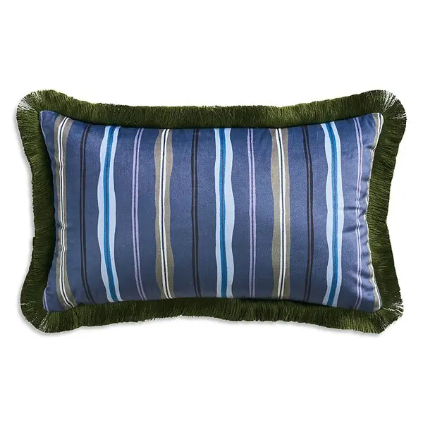 Ted Baker London Scallop Stripe Fringe Decorative Pillow, 12 X 20 - Sapphire