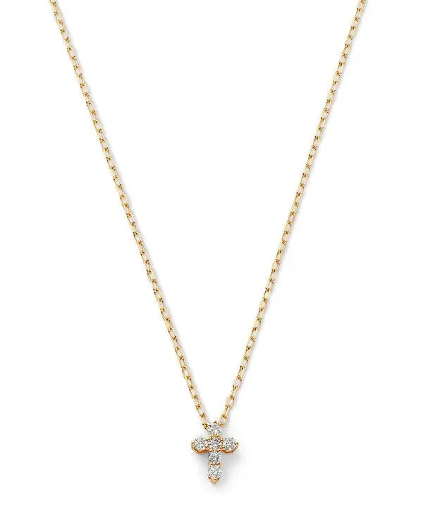 Bloomingdale'S Diamond Mini Cross Pendant Necklace - Gold
