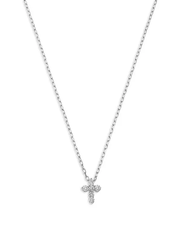 Bloomingdale'S Diamond Mini Cross Pendant Necklace - White Gold