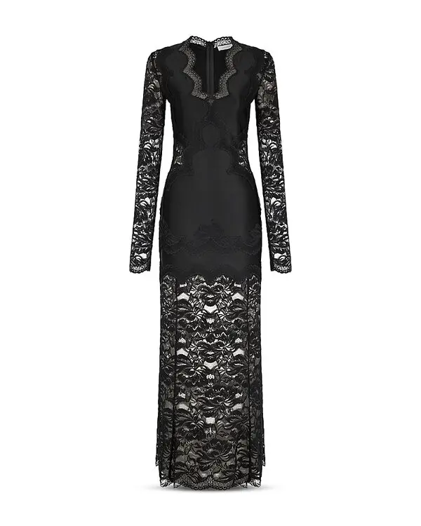 Rabanne Lace Long Sleeve Dress - Black