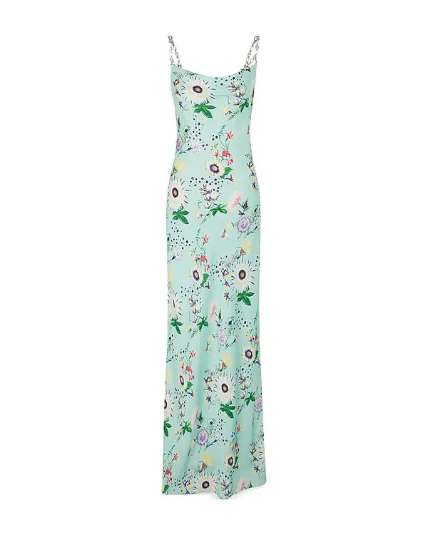 Rabanne Floral Chain Strap Maxi Dress - Green/purple/orange
