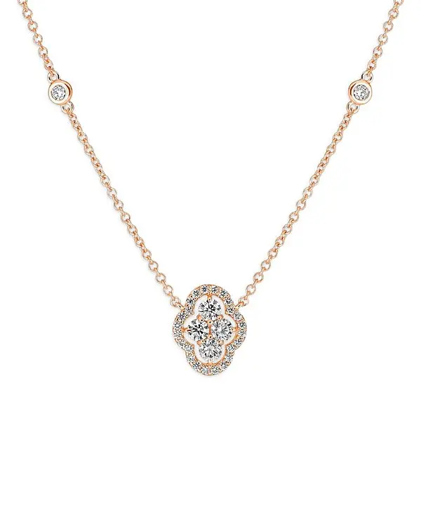 Piranesi 18k Diamond Halo Pendant Necklace - Rose Gold