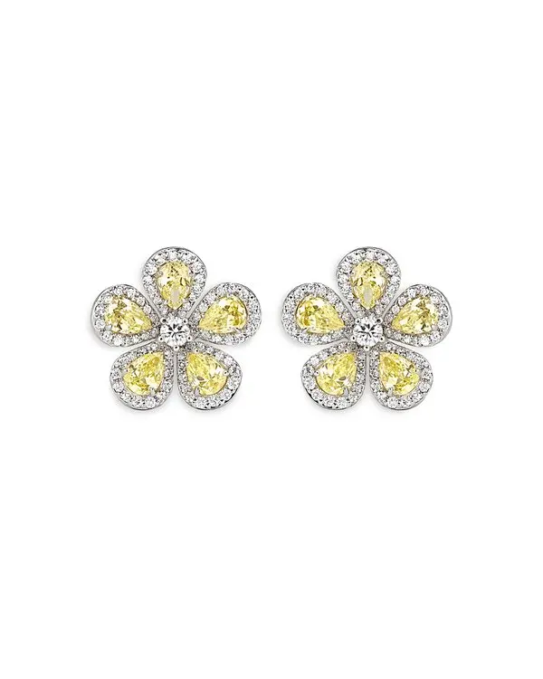 Piranesi 18k Diamond Flower Stud Earrings - White Gold