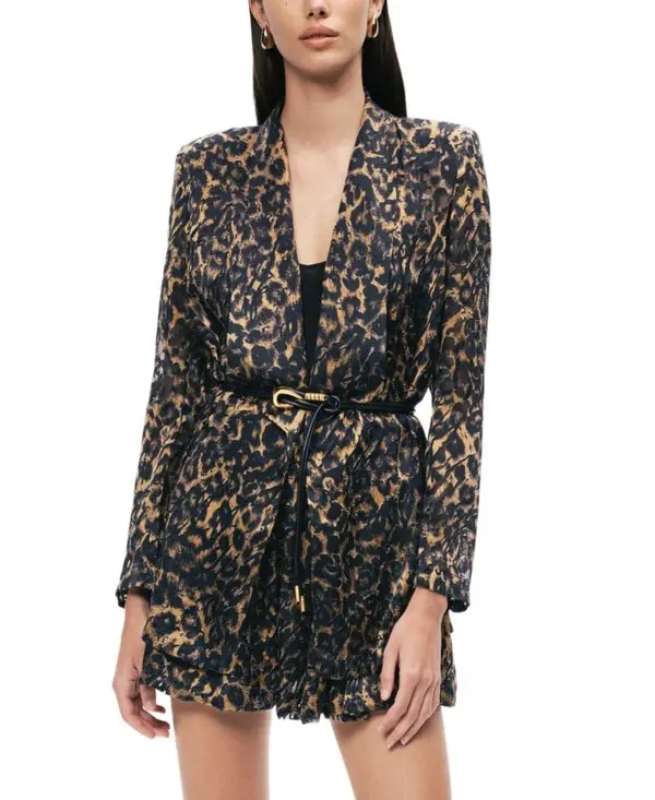 NOCTURNE Printed Leopard Belted Jacket