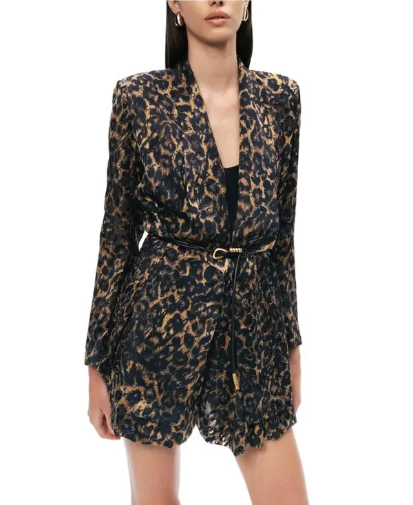 NOCTURNE Printed Leopard Belted Jacket
