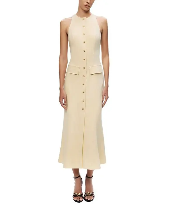 NOCTURNE Sleeveless Button-front Midi Dress