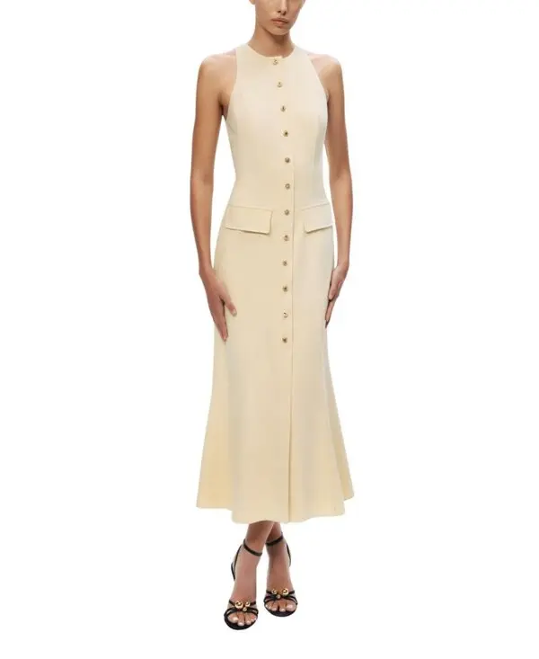 NOCTURNE Sleeveless Button-front Midi Dress
