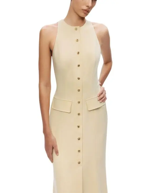 NOCTURNE Sleeveless Button-front Midi Dress