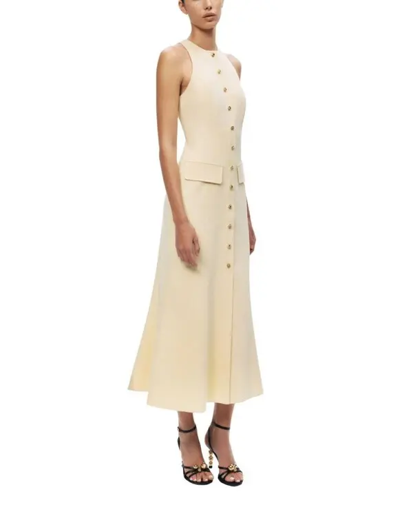 NOCTURNE Sleeveless Button-front Midi Dress