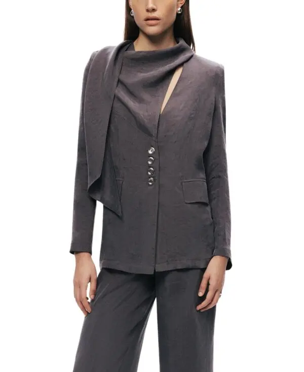 NOCTURNE Asymmetrical Draped Tailored Jacket
