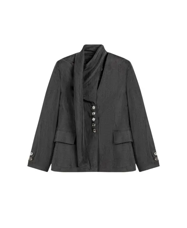 NOCTURNE Asymmetrical Draped Tailored Jacket