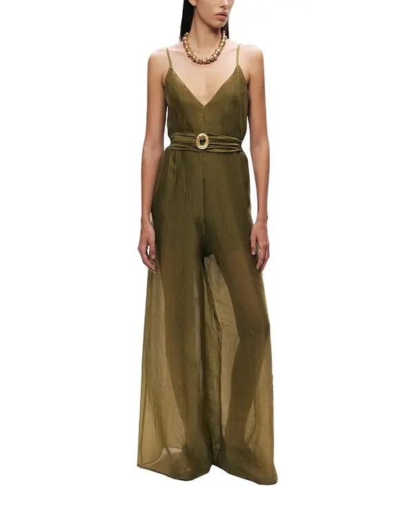 NOCTURNE Strappy Wide-leg Jumpsuit - Khaki