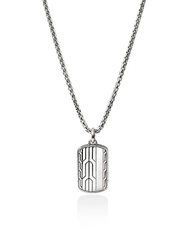 John Hardy Sterling Icon Etched Tag Pendant Necklace - Silver