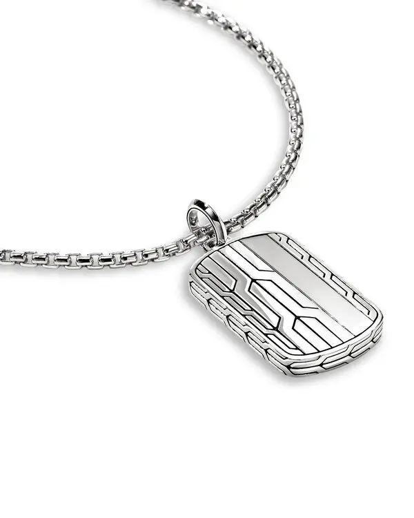John Hardy Sterling Icon Onyx Tag Pendant Necklace - Silver
