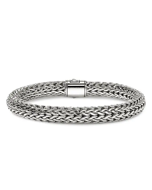 John Hardy Sterling Icon Black Sapphire Pave Woven Chain Link Bracelet