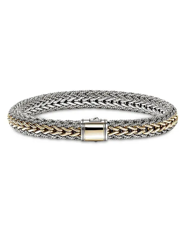John Hardy 14k Bonded Gold & Sterling Reversible Woven Link Bracelet - Silver