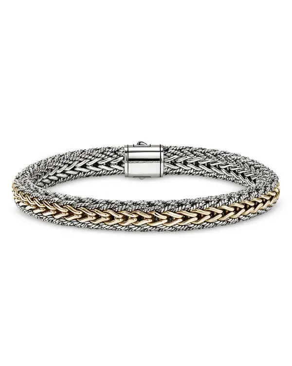 John Hardy 14k Bonded Gold & Sterling Reversible Woven Link Bracelet - Silver