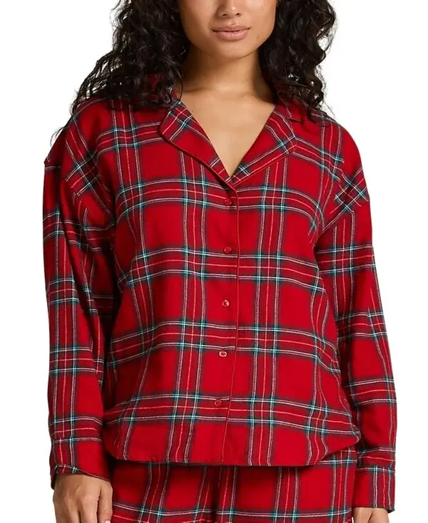 Hunkemoller Flannel Pyjama Top - Savvy Red