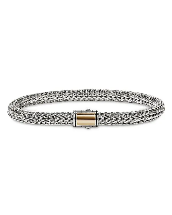John Hardy 14k Yellow Gold & Sterling Woven Link Bracelet - Silver