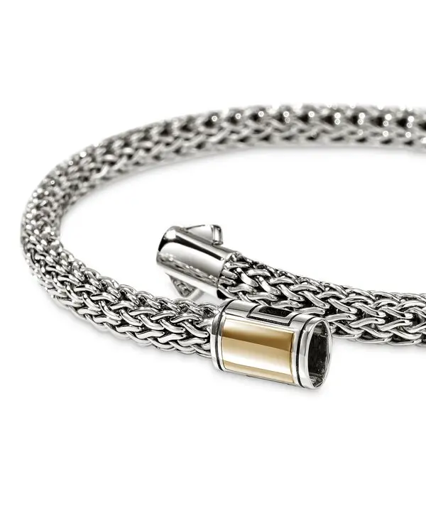 John Hardy 14k Yellow Gold & Sterling Woven Link Bracelet - Silver