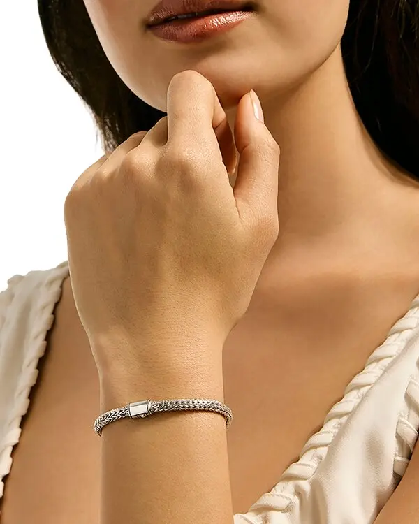 John Hardy 14k Yellow Gold & Sterling Woven Link Bracelet - Silver