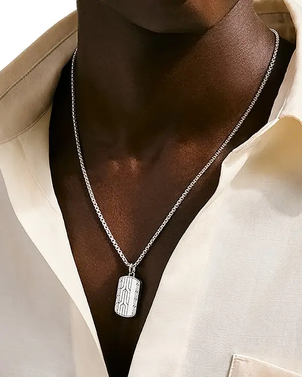John Hardy Icon Engraved Tag Pendant Necklace