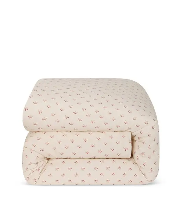 PIGLET IN BED Martha Floral Cotton Duvet Cover, Queen - Dusty Pink