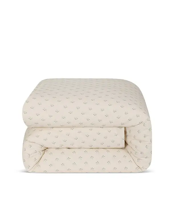 PIGLET IN BED Martha Floral Cotton Duvet Cover, King - Mellow Green