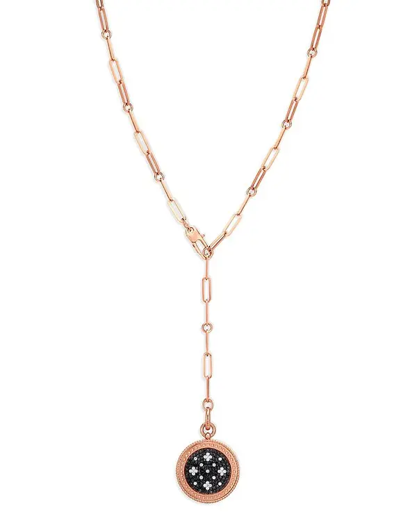 Roberto Coin 18k Rose Gold Venetian Princess Diamond Drop Necklace - Black