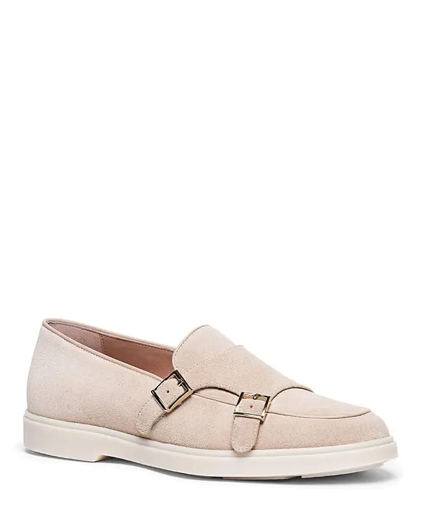 Santoni Suede Double-buckle Loafer - Light Beige