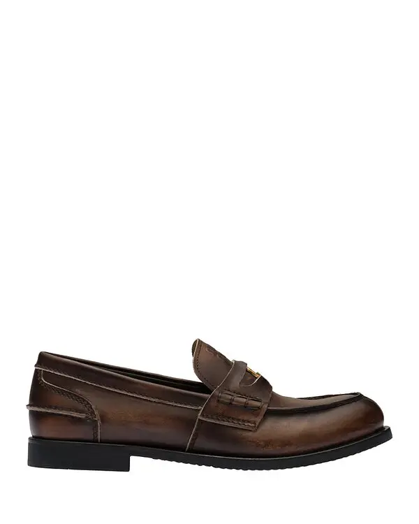 Miu Miu Leather Penny Loafers - Ebano