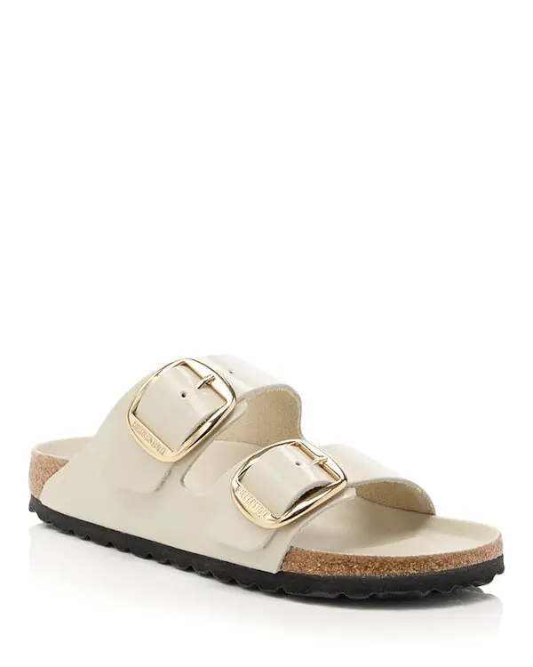 BIRKENSTOCK Arizona High Shine Big Buckle Slide Sandals - Oyster