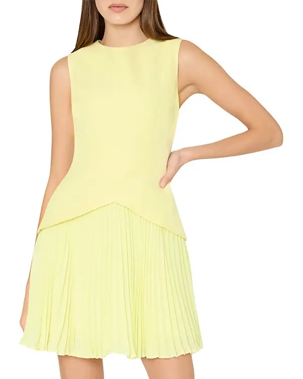 MILLY Haddy Pleated Dress - Yellow