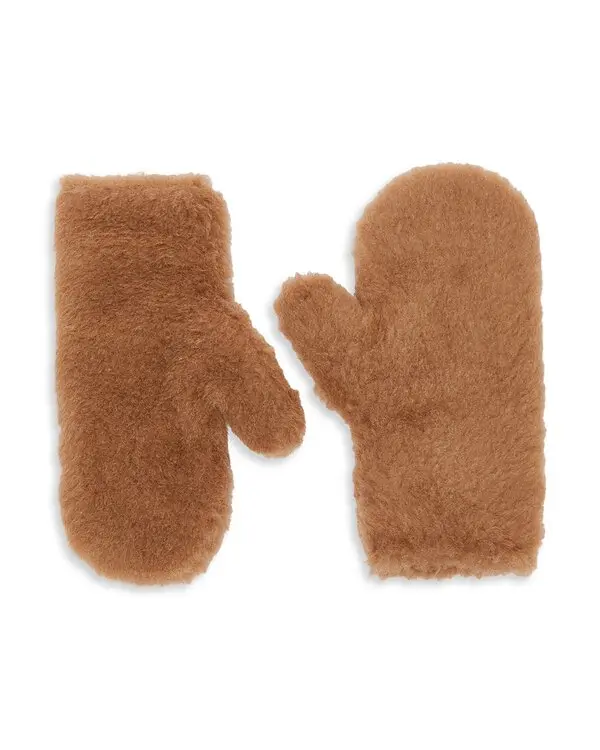 Max Mara Ombrato Alpaca Blend Teddy Mittens - Camel